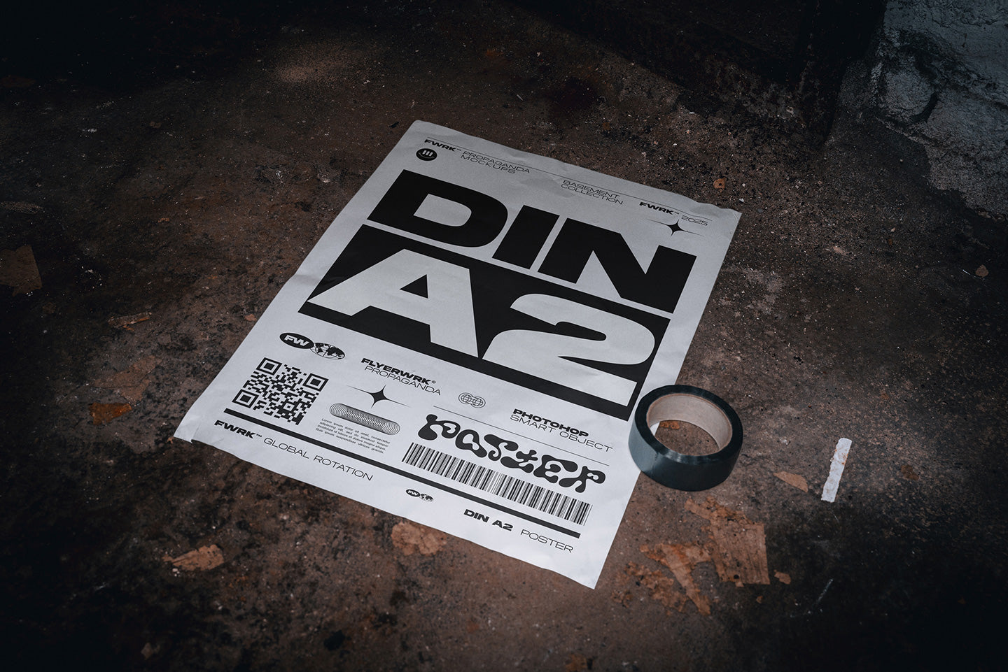 Basement A2 Poster Mockup - Floor Loose – flyerwrk