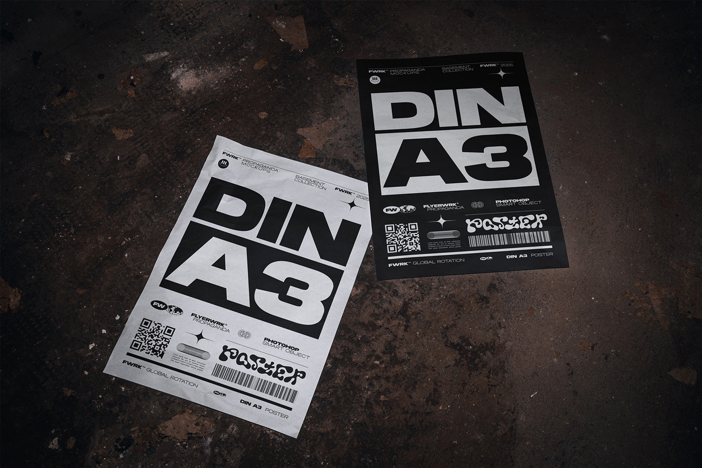 Basement A3 Poster Mockup - Floor Loose – flyerwrk