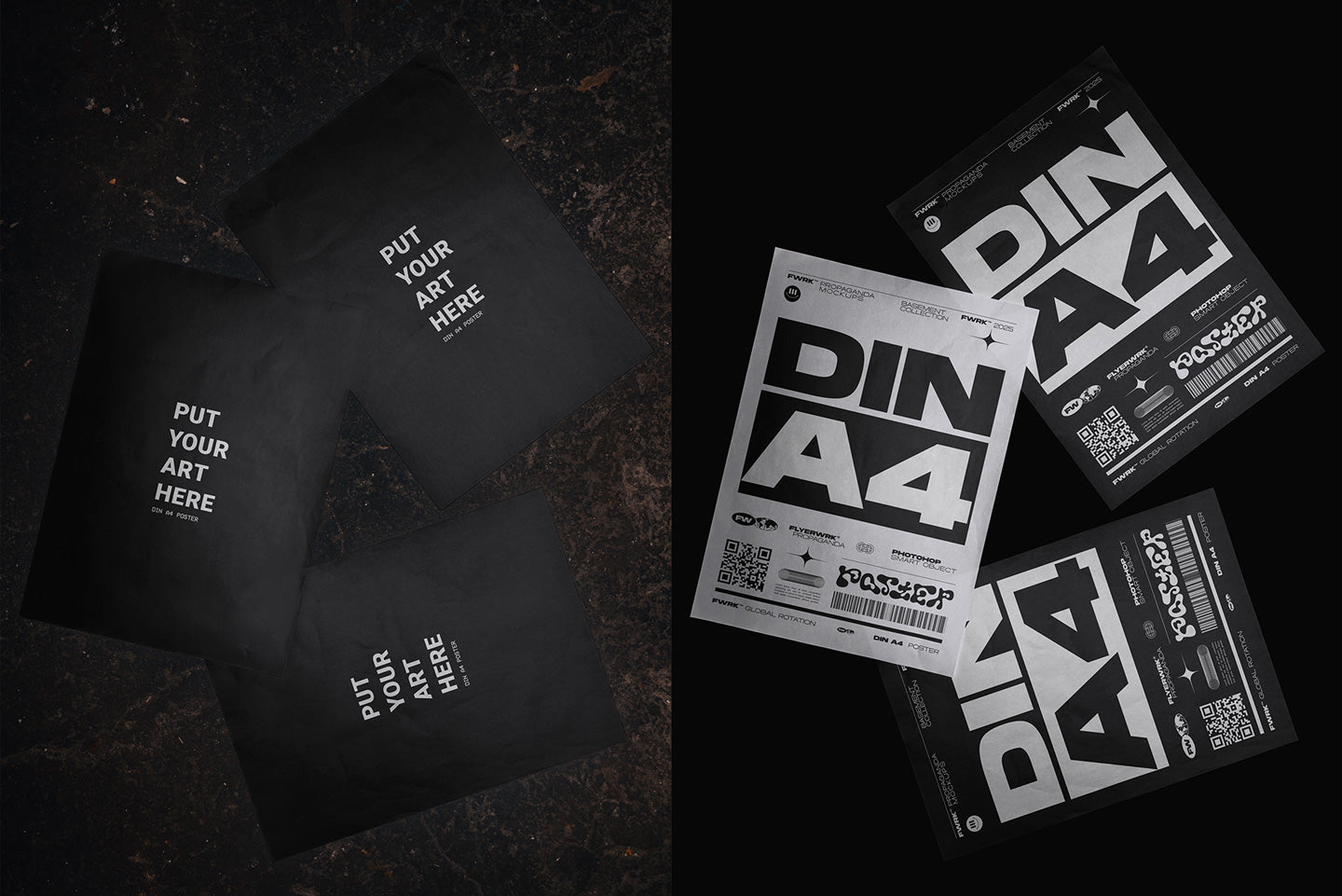 Basement A4 Poster Mockup - Floor Loose – flyerwrk