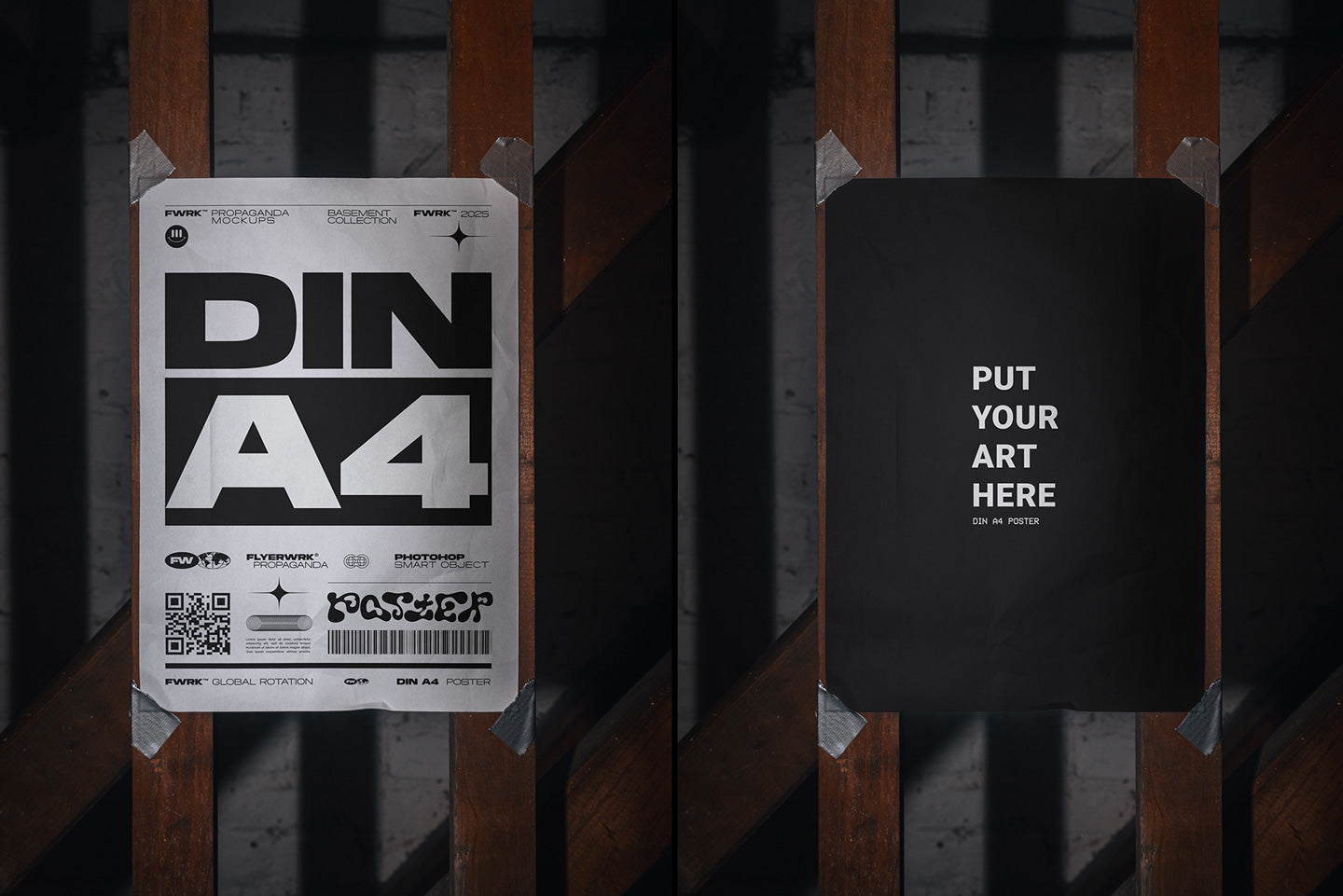 Basement A4 Poster Mockup - Wall Taped – flyerwrk
